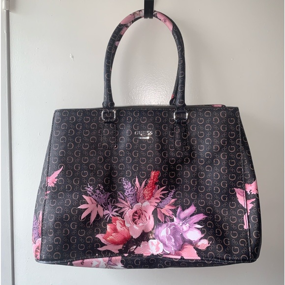 Guess | Bags | Guess Brown Multi Compartment Bag With Pink Purple ...